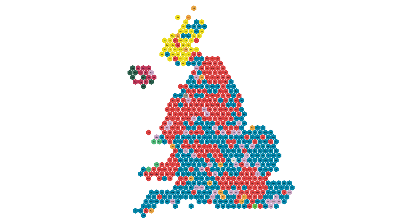 Hex map of UK constituencies
